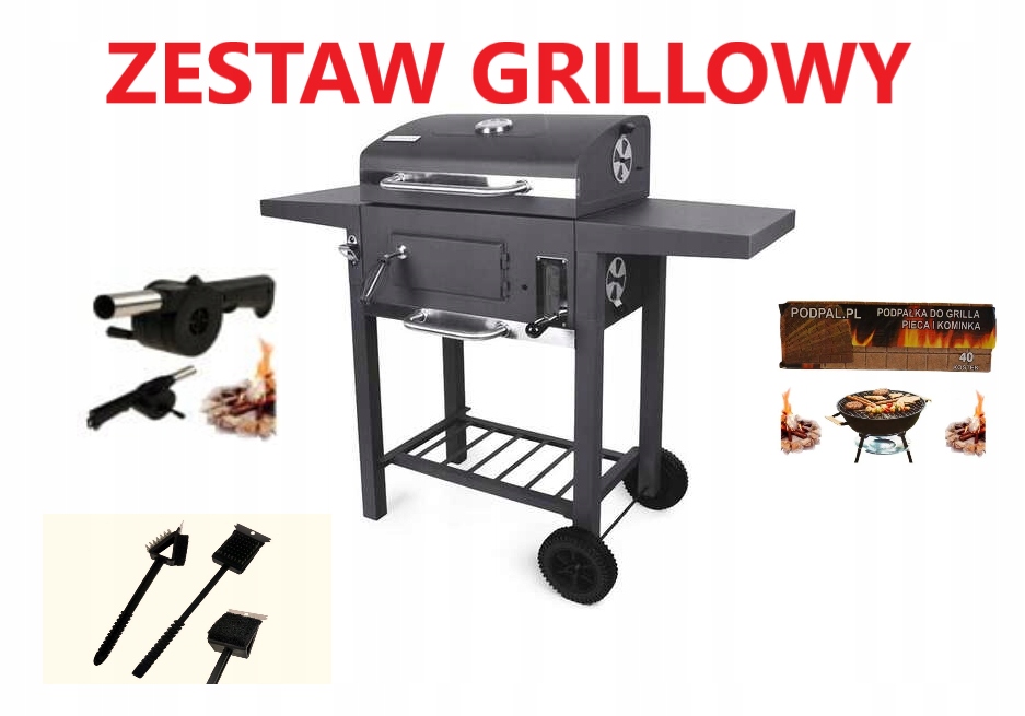 GRILL WĘGLOWY Ogrodowy POKRYWA DUŻY RUSZT GRATISY - 13379520199 ...