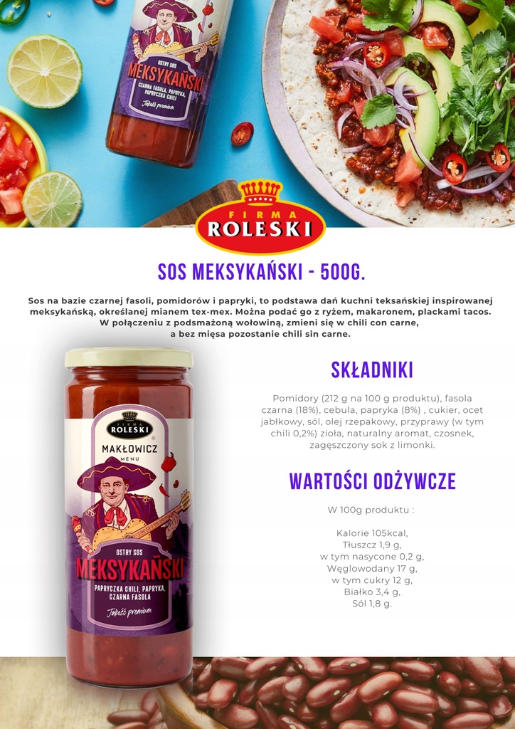 Roleski & Makłowicz Sos Meksykański Ostry 500g - 10877992172 ...