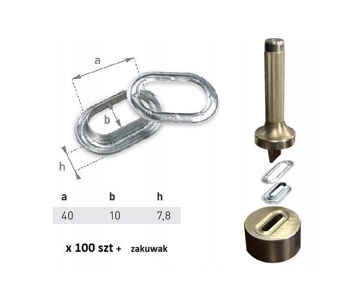Oczka 100 szt do plandeki 40X10 + zakuwak - 12822396292 - oficjalne archiwum Allegro
