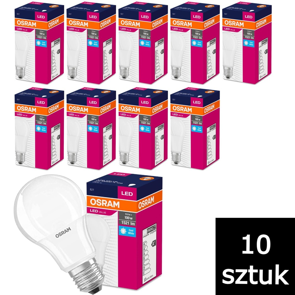 Żarówka LED Osram E27 13W=100W neutralna 10szt - 12132594340 - oficjalne archiwum Allegro