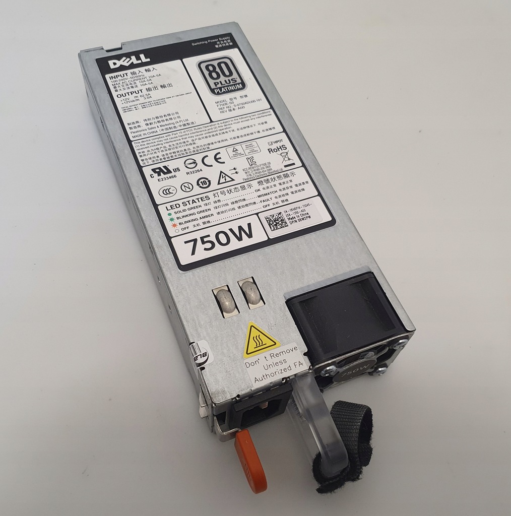 Zasilacz DELL F750E-S0 750W 80 PLUS PLATINUM - 13463239525 - oficjalne archiwum Allegro
