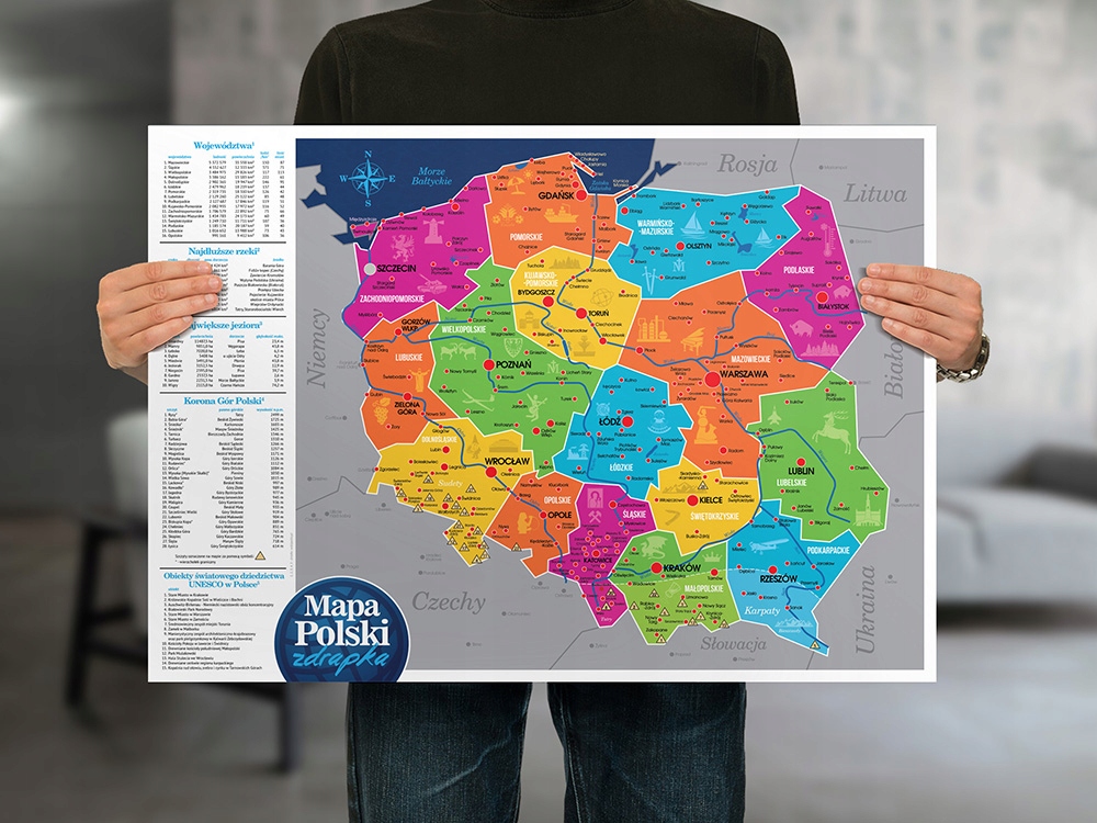 Mapa zdrapka Polski Wyprodukowana w Polsce - 8402760272 - oficjalne ...