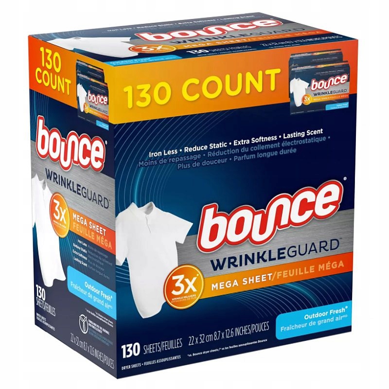 Chusteczki do suszarki Bounce WrinkleGuard 130 USA - 11215031604 ...