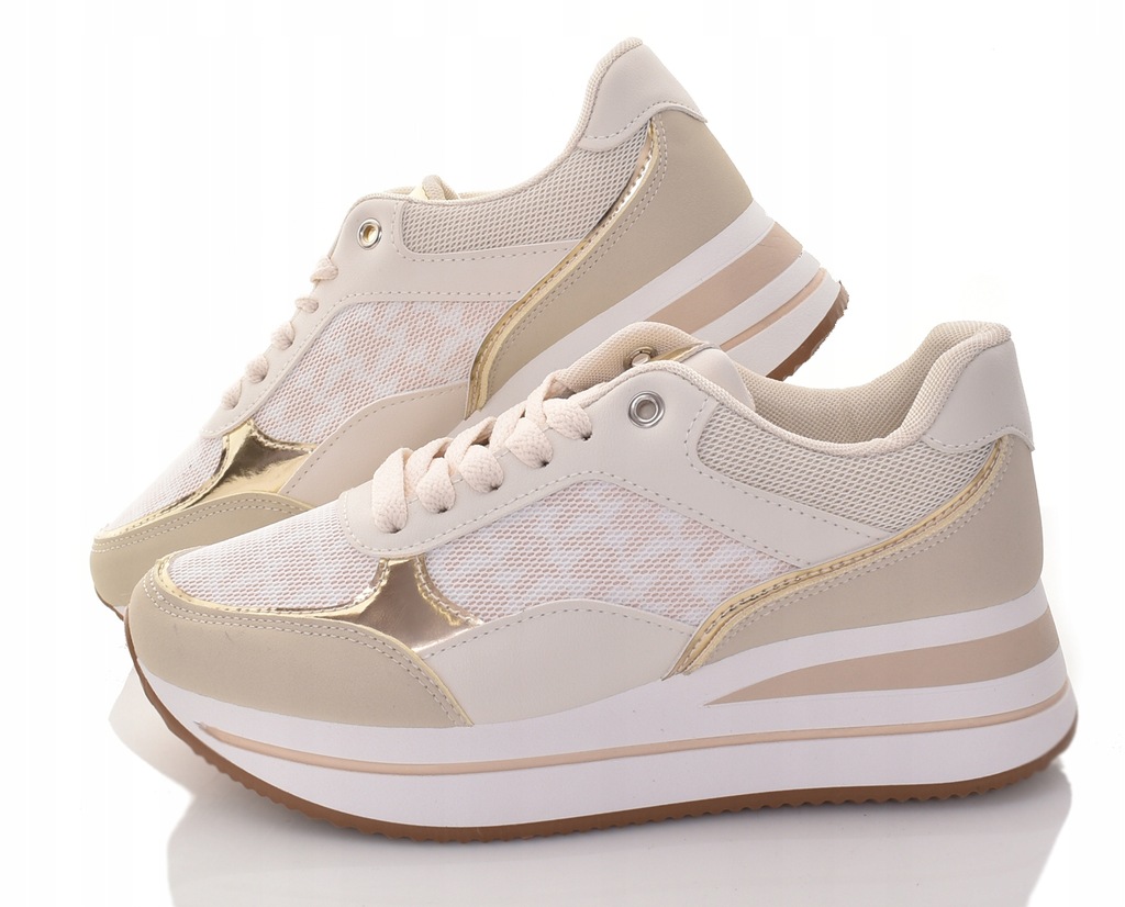 BEŻOWE DAMSKIE ADIDASY BUTY SPORTOWE PLATFORMA - 13204503245 ...