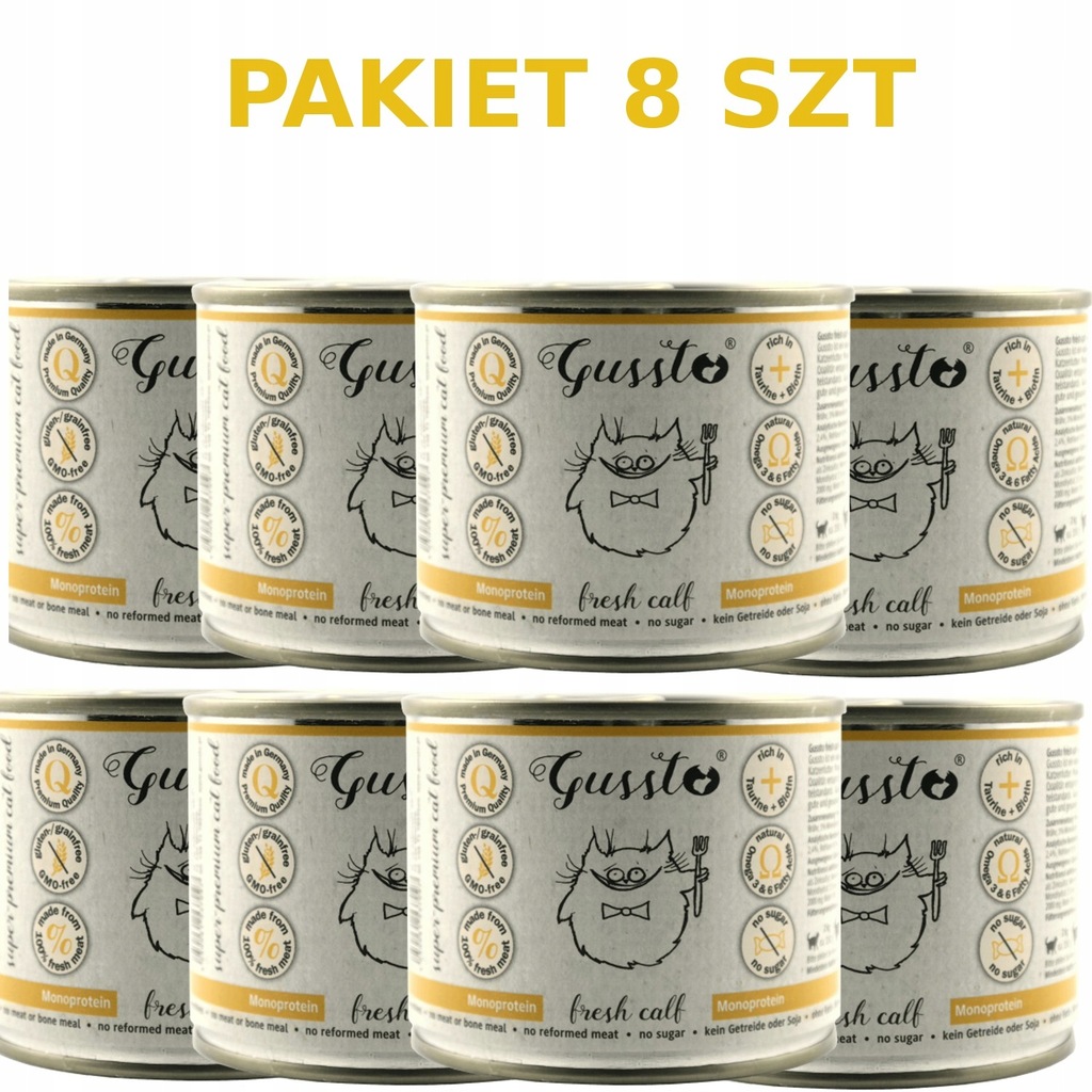 Gussto Świeża Cielęcina 8 x 200g karma dla kota - 13068951491 - oficjalne archiwum Allegro