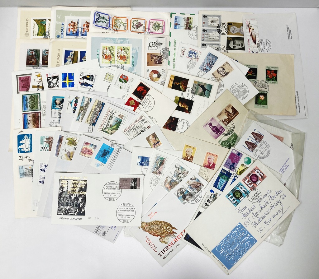 Bardzo duży zestaw FDC, stemple okolicznościowe na kopertach, 183 ...
