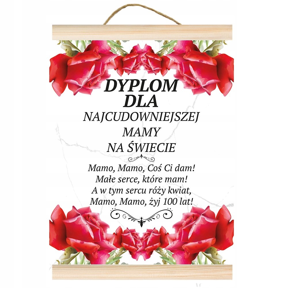 Prezent dla MAMY DYPLOM ELEGANCKI ŻYCZENIA WIERSZ - 11286125760 - oficjalne archiwum Allegro