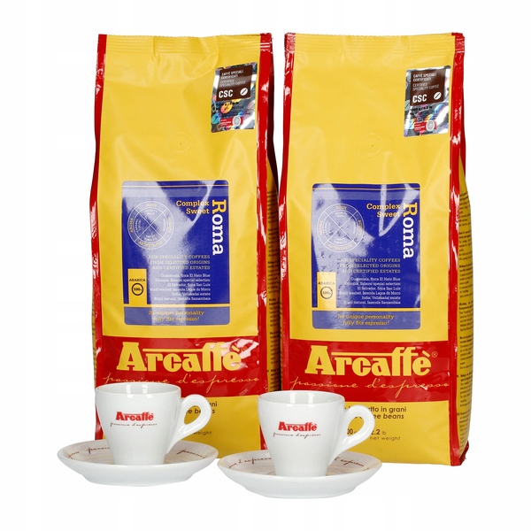 2x kawa Arcaffe Roma 1kg + 2x Filiżanka espresso - 7711422889 - oficjalne archiwum Allegro