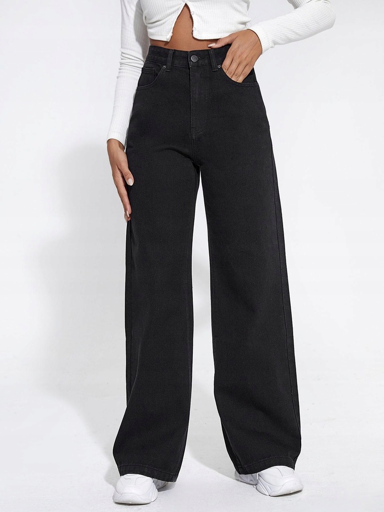 JEANSY DAMSKIE CZARNE DZWONY KLASYCZNE SZEROKIE NOGAWKI SHEIN 38 - 15237351194 - oficjalne ...