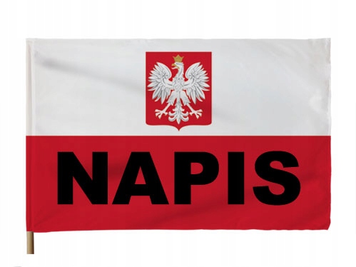 Flaga Polska z napisem logo grafika 200x100 cm Polski PROJEKT GRATIS ...