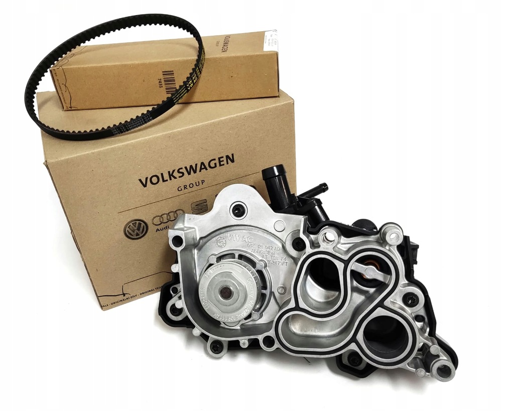 Pompa wody z termostatem 04E121600CS i paskiem 04E121605E VW OE ...