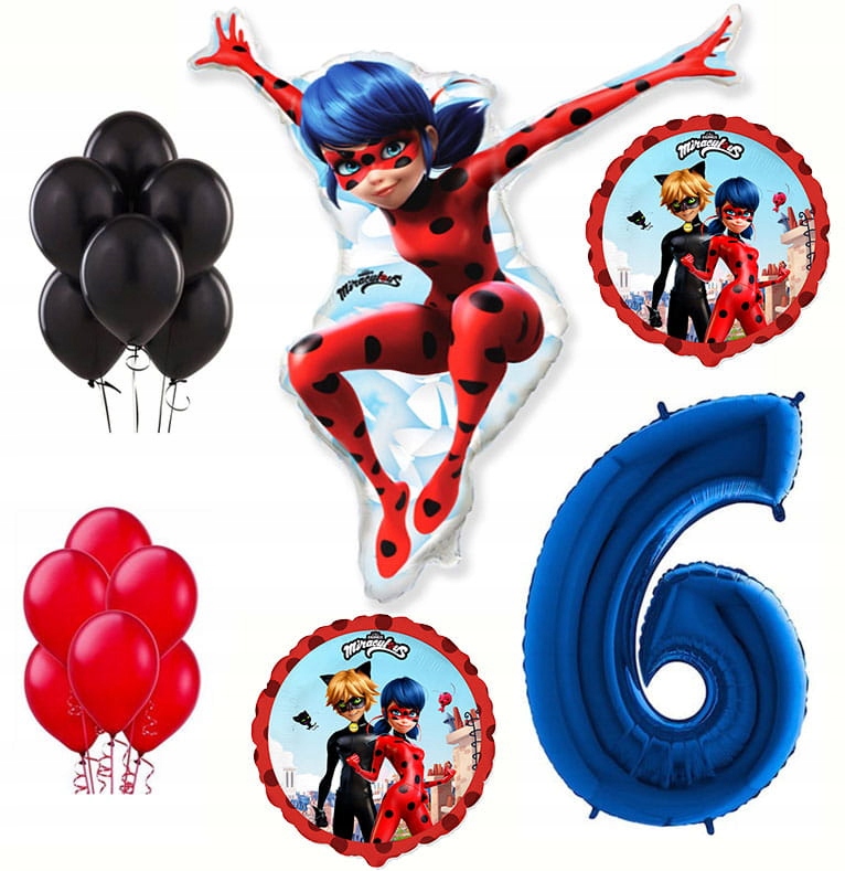 BALONY ZESTAW NA SZÓSTE 6 URODZINY MIRACULUM - 10123106426 - oficjalne ...