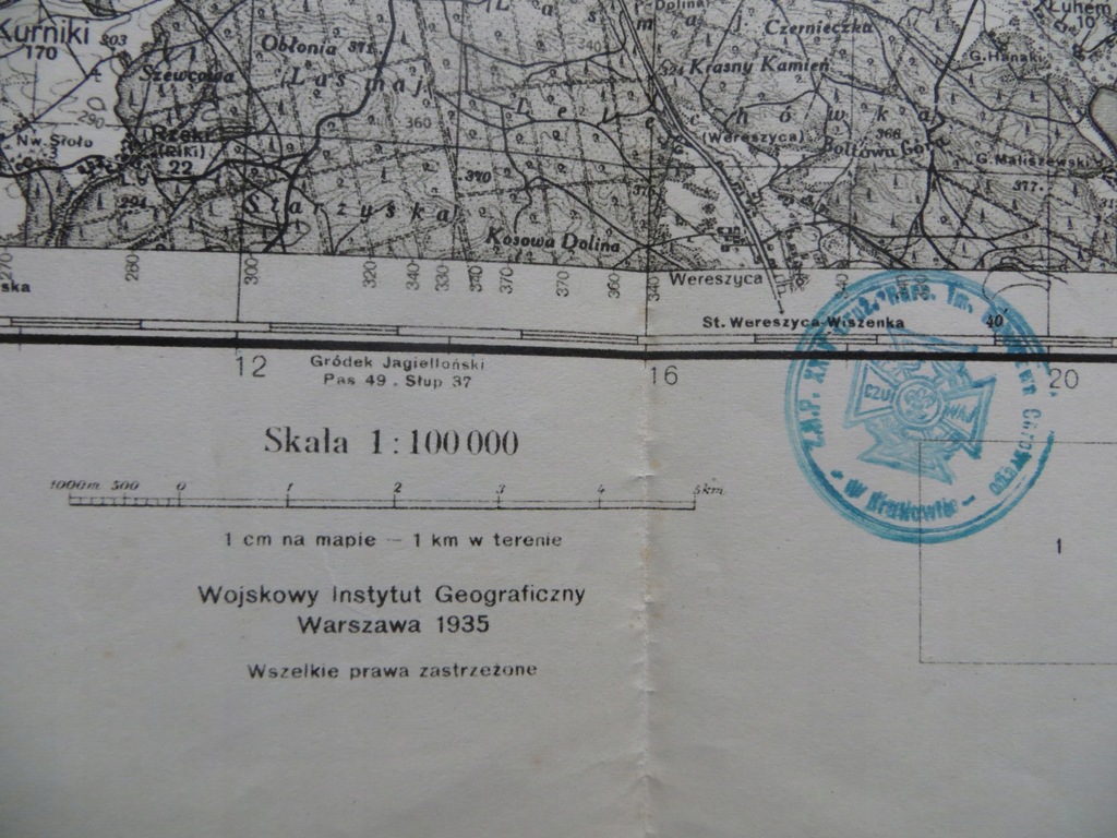 RAWA RUSKA WOJSKOWA MAPA WIG 1935 SŁUŻBOWA NIEMIECKA MAPA ZHP ...