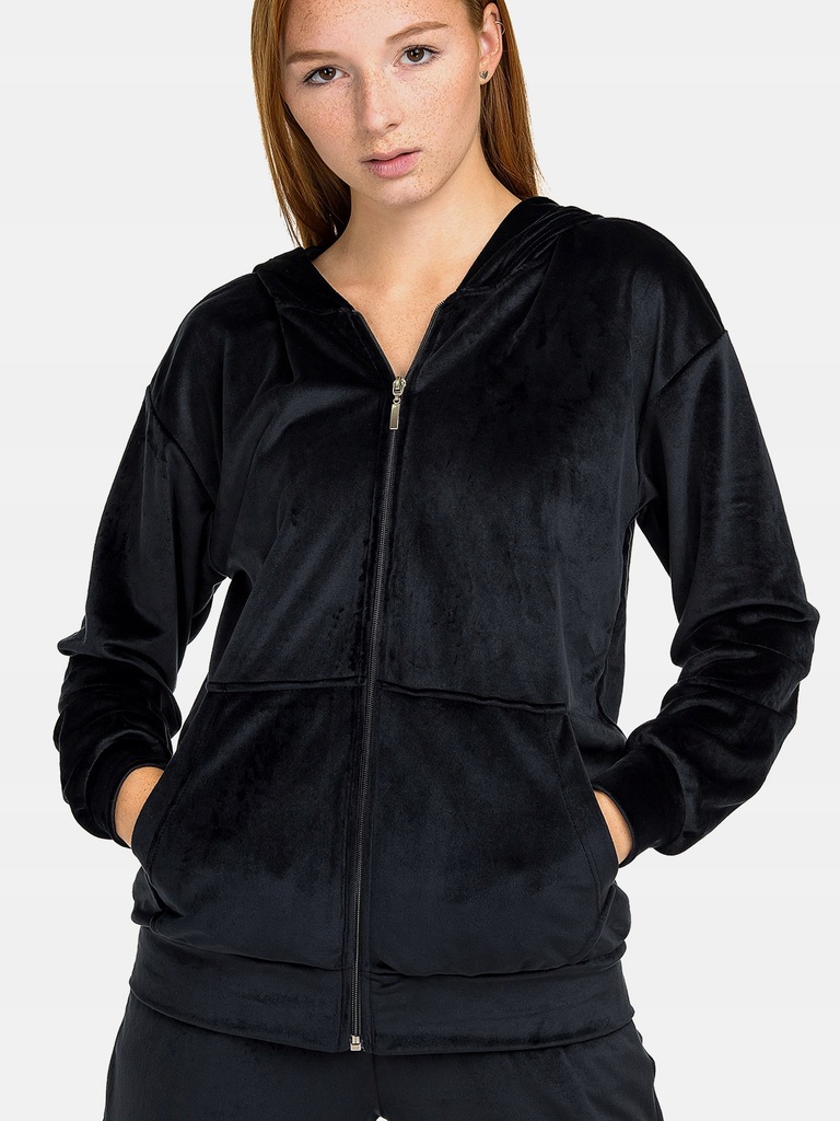 WYGODNA MIĘCIUTKA BLUZA DAMSKA WELUROWA ROZPINANA czarna L - 14448529544 - oficjalne archiwum ...