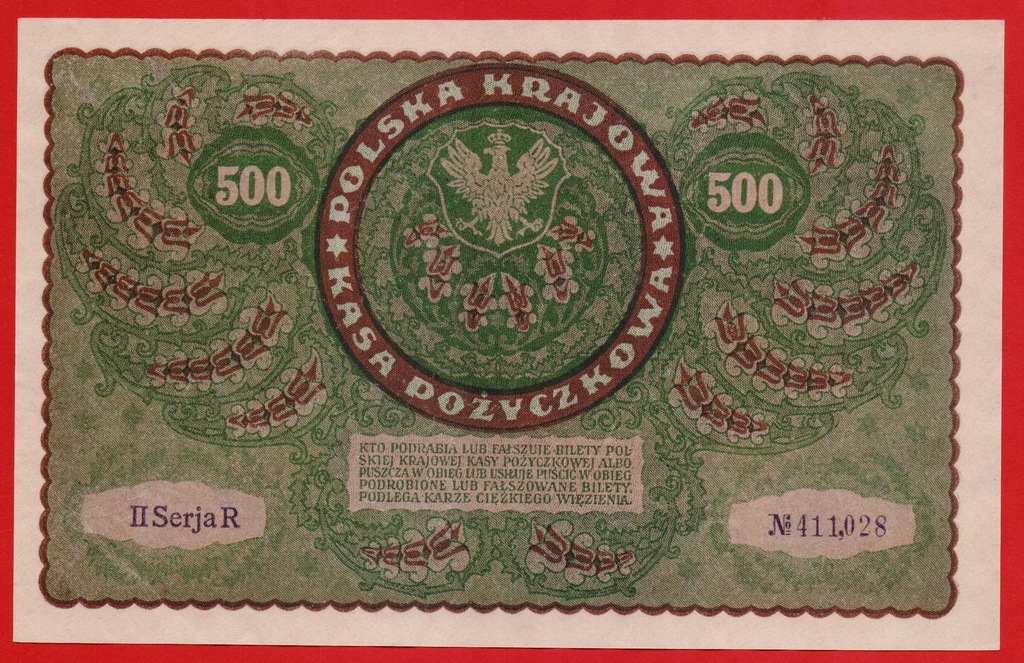 500 marek 1919 rok II serja R Miłcz.28b1 stan 1- - 15167101191 ...