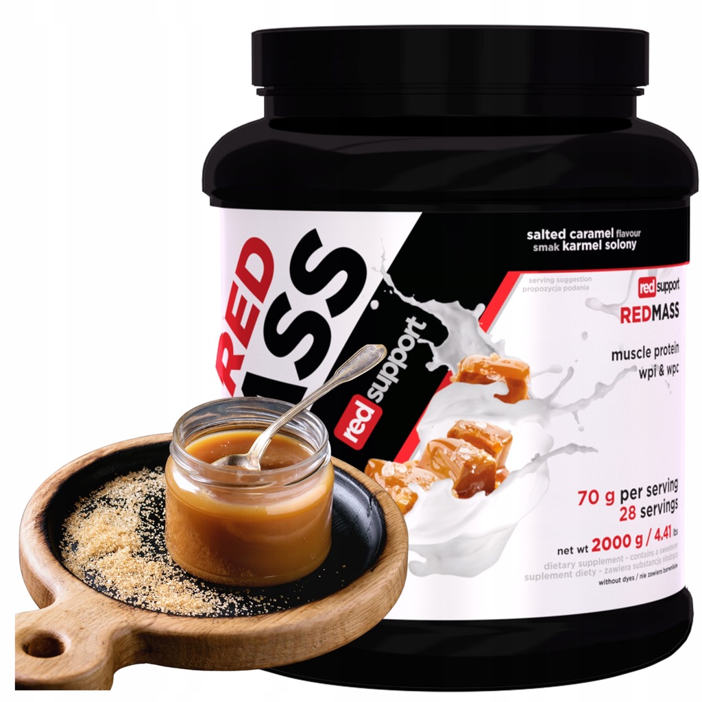 GAINER Red Mass 2000g BIAŁKO węglowodany MASA SIŁA Słony Karmel Red ...