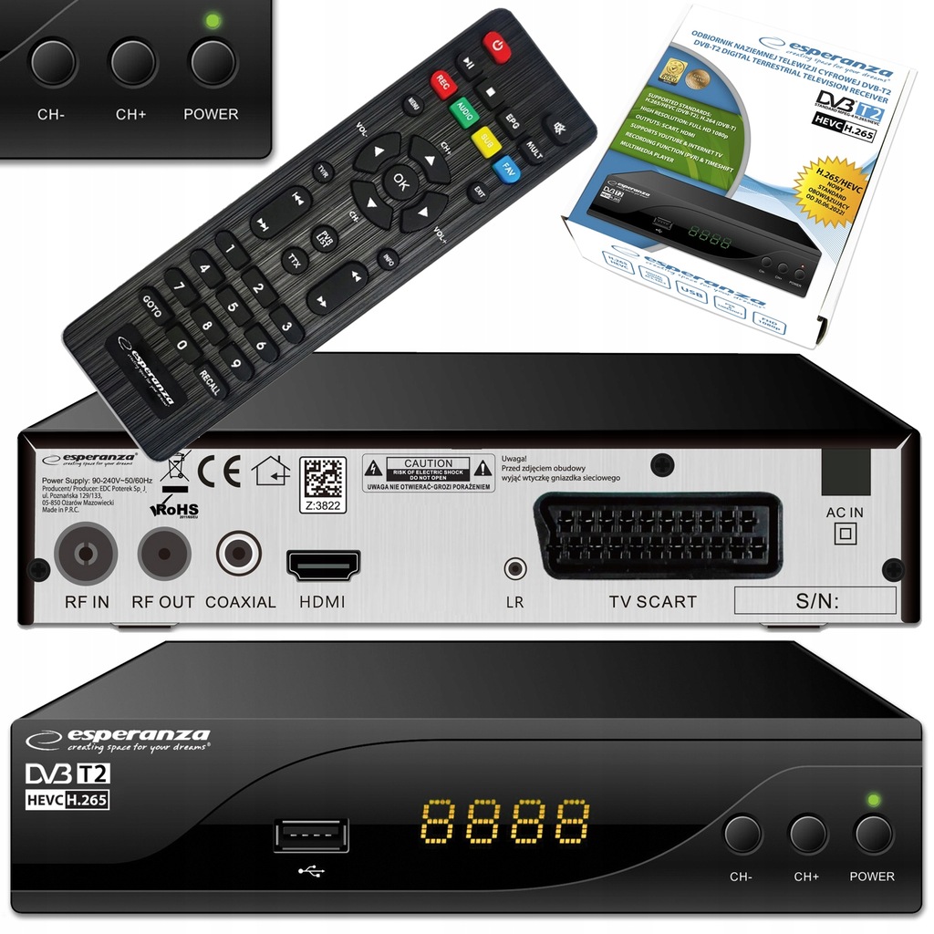 DEKODER HD TUNER TV NAZIEMNEJ DVB-T2 HEVC H.265 - 12284969542 ...