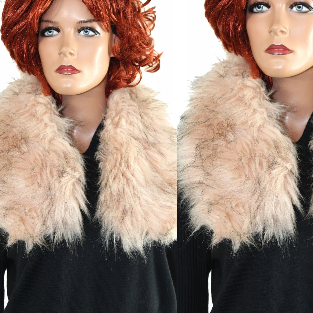 b1-8 Futrzany Miękki Łososiowy Szal Szalik Futerko Etola Kołnierz 12x80 ...