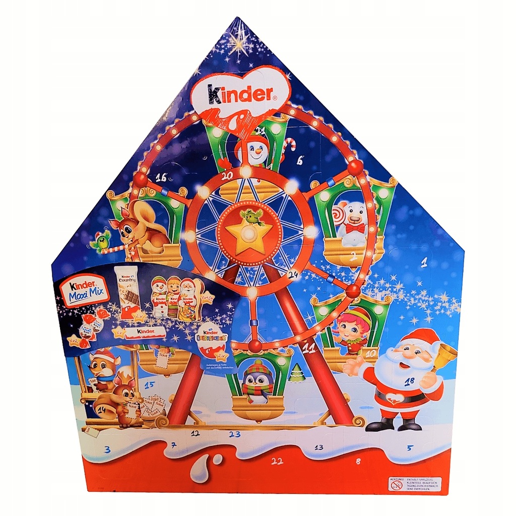 Kinder kalendarz adwentowy z daszkiem duży 24szt. 351g - 14535177417 - oficjalne archiwum Allegro