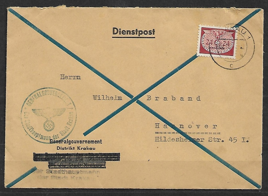 GG FI.21 NA LIŚCIE URZĘDOWY DO HANNOWERU - 14865725515 - oficjalne ...