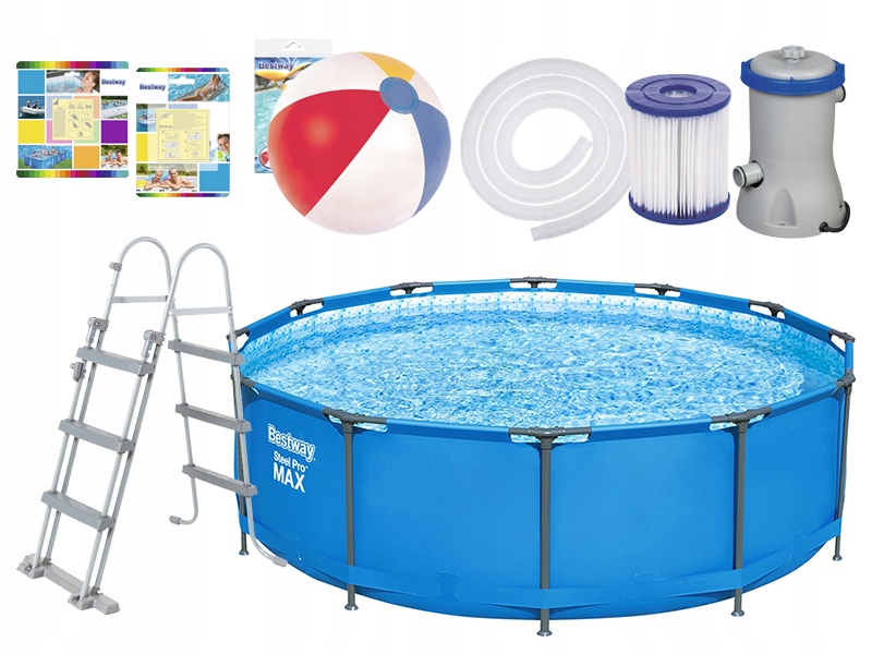 Basen BESTWAY 56418 stelażowy 366x100 ZESTAW 12w1 - 9250720603 - oficjalne archiwum Allegro