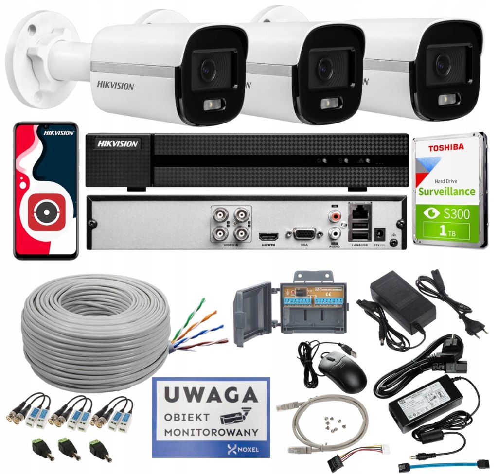 System Monitoringu Hikvision Kamery Zewnętrzne FHD - 12551237396 ...