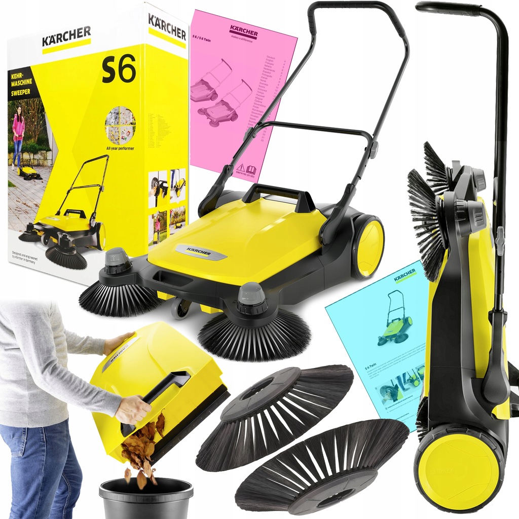 RĘCZNA ZAMIATARKA KARCHER S6 TWIN DO LIŚCI KOSTKI - 10170595675 - oficjalne archiwum Allegro