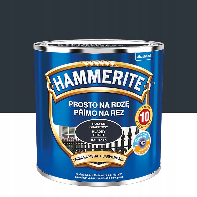 HAMMERITE Farba na rdzę Połysk Grafitowy 0,25L - 12308534939 - oficjalne archiwum Allegro