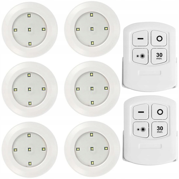 6x LAMPKA BEZPRZEWODOWA LAMPA LED NA BATERIE PILOT - 12222610201 ...