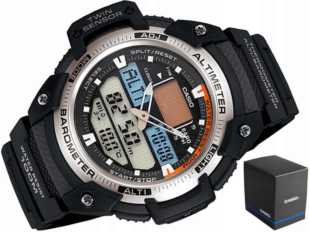 MĘSKI ZEGAREK CASIO SGW-400H-1B TERMOMETR BAROMETR - 7793139228 - oficjalne archiwum Allegro