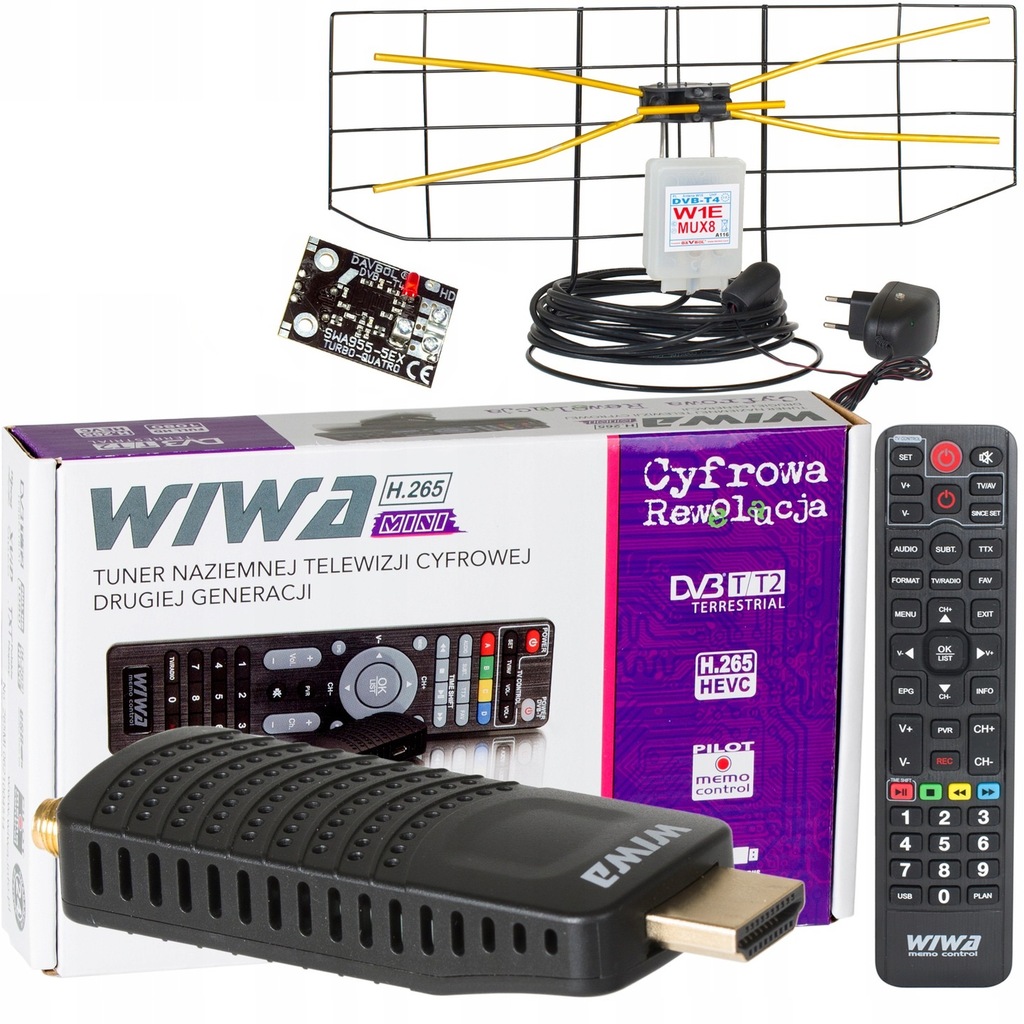 ANTENA POKOJOWA + DEKODER TUNER TV NAZIEMNA DVB-T2 - 11412242997 ...