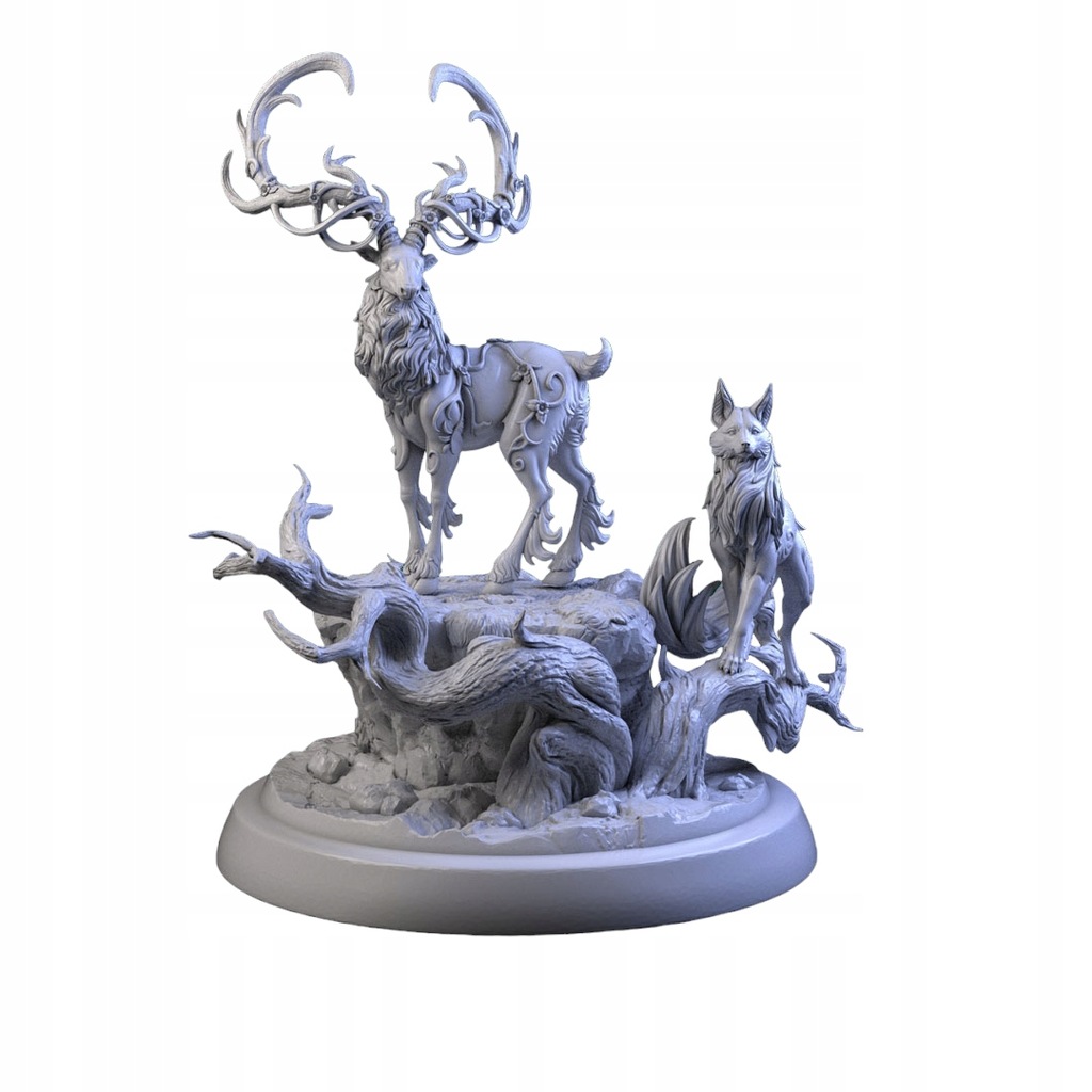 Magic Deer and Magic fox diorama jeleń lis figurka rpg dnd druk 3d 12k ...