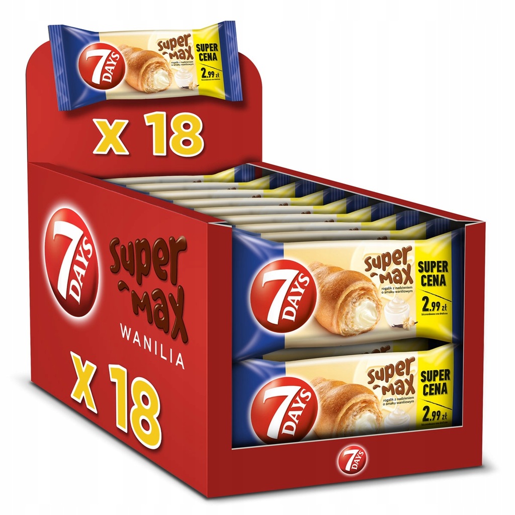 7 Days Max rogalik z nadzieniem waniliowym 110gx18 - 13079947893 ...