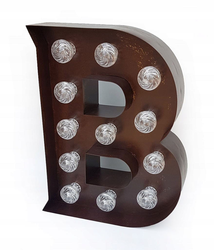 Litera 3D przestrzenna z żarówkami STAL RDZA - 11394045168 - oficjalne ...