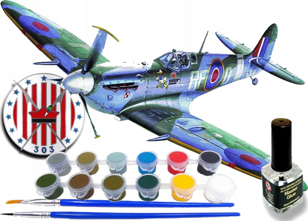 SPITFIRE Mk. Vb DYWIZJON 303 MODEL +KLEJ +FARBY - 11247312227 - oficjalne archiwum Allegro
