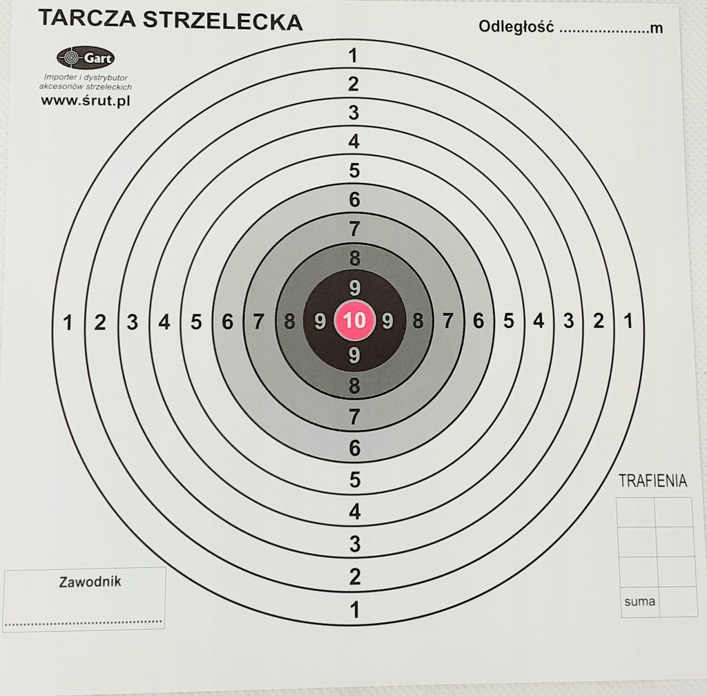 Tarcza strzelecka tekturowa 17x17 cm kmp.100 szt. - 11032325646 ...