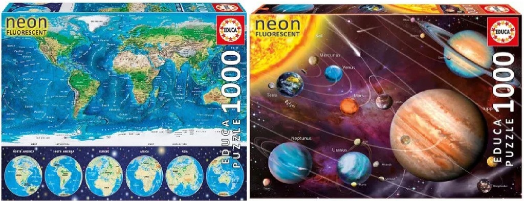 Puzzle 1000 Neon World Map + Układ Słoneczny - 12951562207 - oficjalne ...