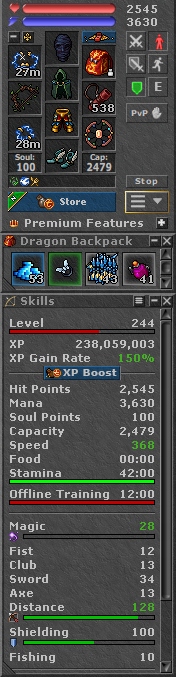 TIBIA 244 RP +128/108+ CHARM+ MONZA + EQ + FREE RK - 14363316750 ...