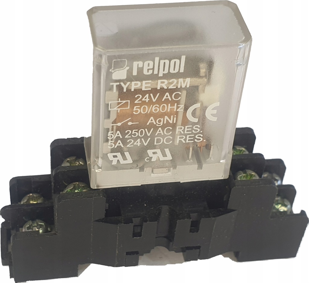 przekaźnik mechaniczny 2P RELPOL TYPE R2M AC 24V 50/60Hz + gniazdo GZ2 ...