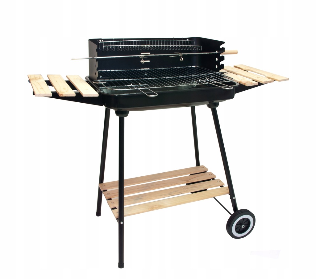 GRILL OGRODOWY WĘGLOWY RUSZTY ROŻEN 3 PÓŁKI KÓŁKA - 8970603092 ...