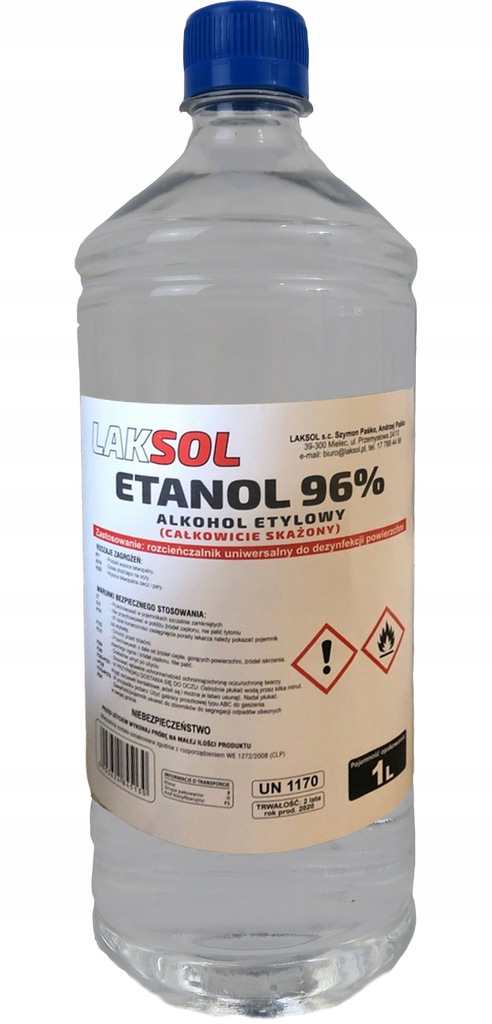 ETANOL ALKOHOL ETYLOWY 96% spirytus rektyfikow 1L - 9153657288 ...