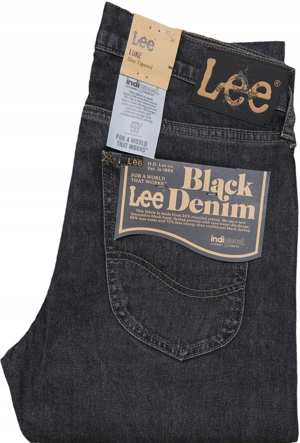 LEE LUKE BLACK RINSE spodnie jeansowe rurki slim tapered W30 L32 ...