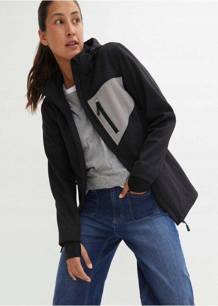 BPC CZARNA KURTKA TYPU SOFTSHELL Z KAPTUREM 40 - 15145183887 - oficjalne archiwum Allegro