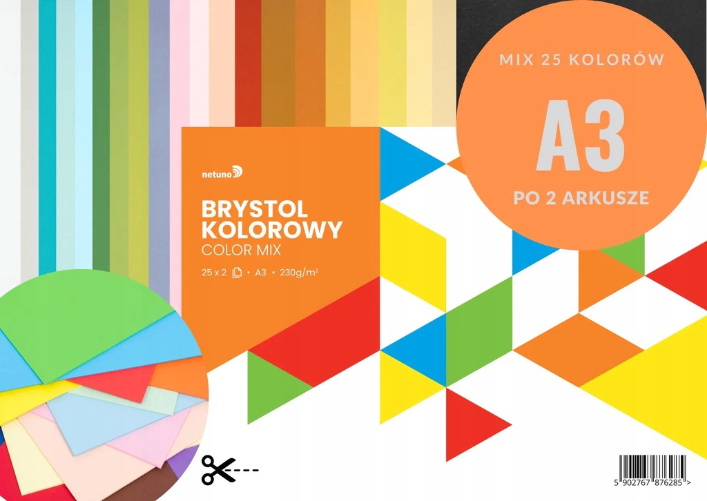 Karton brystol kolorowy 230g mix kolorów - 50A3 - 13850237874 - oficjalne archiwum Allegro