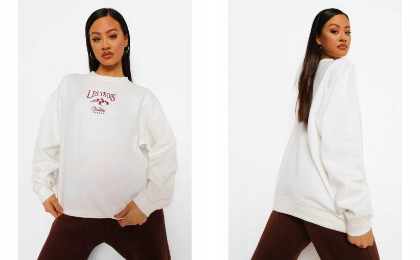 D7B211*BOOHOO BIAŁA OVERSIZED BLUZA DAMSKA M A00 - 12473908465 - oficjalne archiwum Allegro