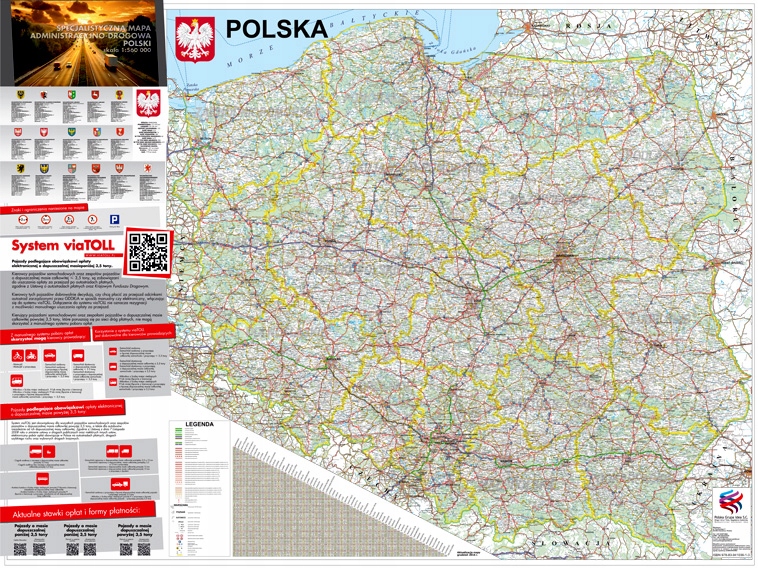 MAPA POLSKI DROGOWA VIATOLL DLA KIEROWCY Aktualna! - 8312129837 ...