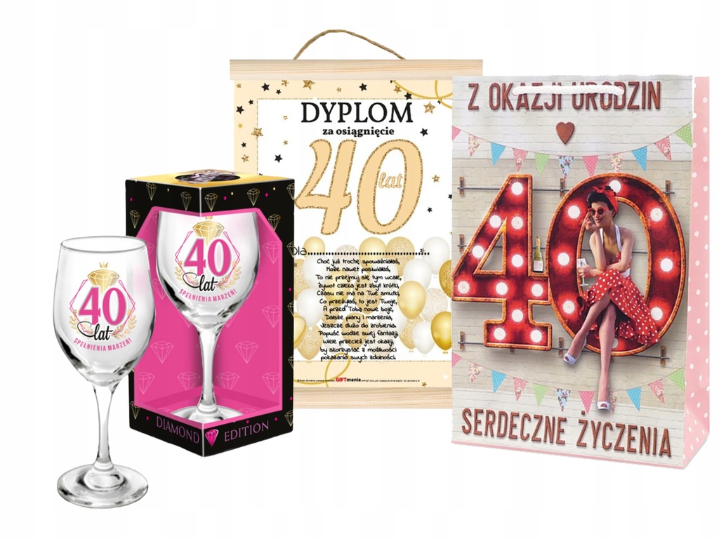 Klimatyczny Zestaw Prezentowy dla Kobiety, Prezent na 40 urodziny, ŻYCZENIA - 14615209771 ...