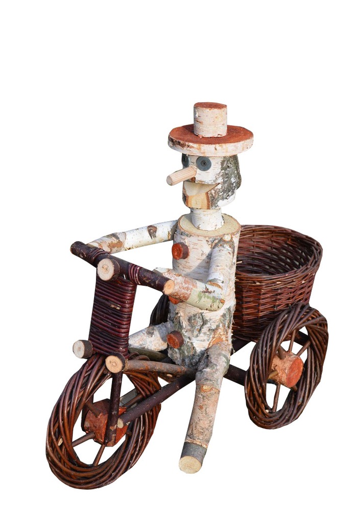 Pajacyk wiklinowy na rowerze doniczka kwiaty ogród - 7280037022 ...