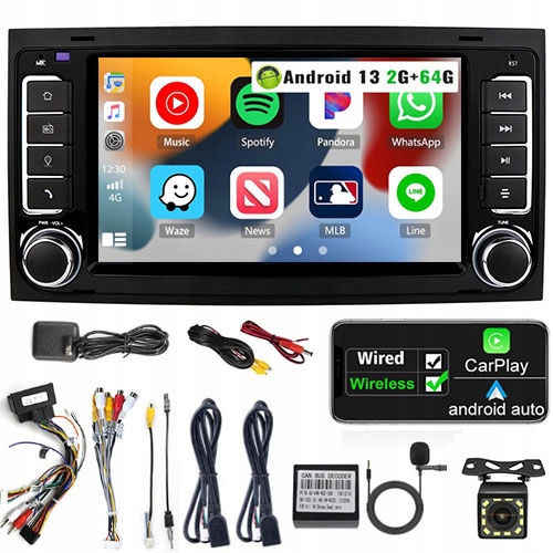 VW MULTIVAN T5 TOUAREG RADIO NAWIGACJA GPS WIFI CARPLAY 2GB+64GB ANDROID 13 - 15676591935 ...
