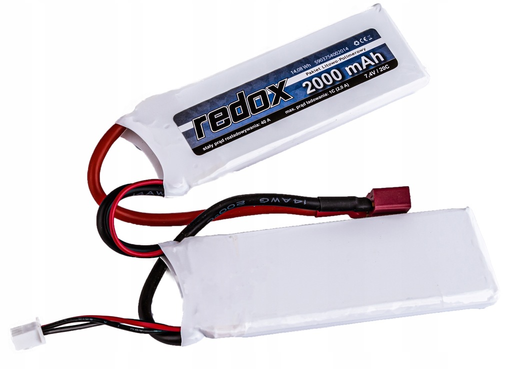 PAKIET REDOX LiPo 2000mAh 7,4V DEAN AKUMULATOR ASG - 11758128473 ...